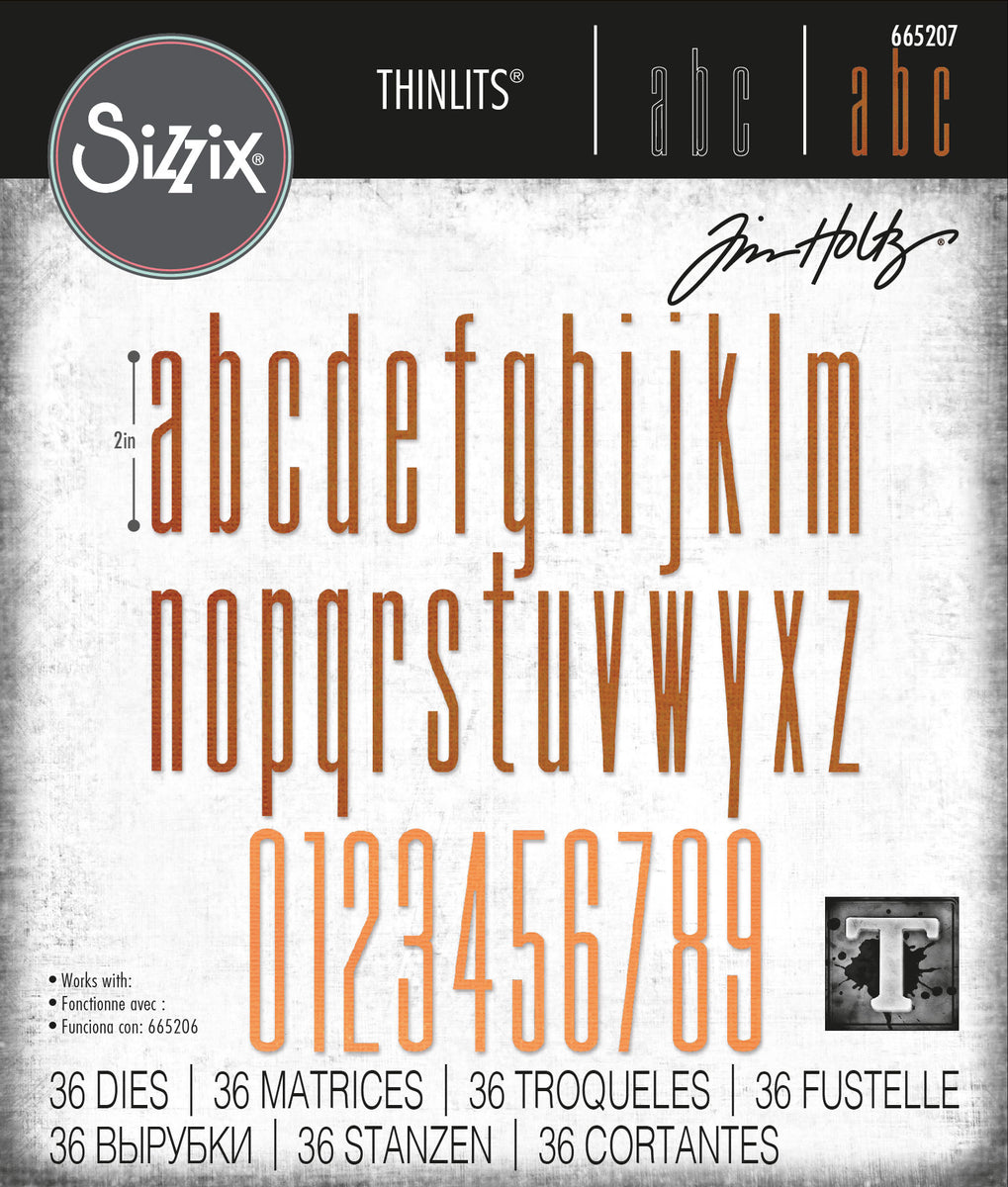 Sizzix Thinlits Die Set Alphanumeric Stretch Lower & Numbers by Tim Ho – Everything Mixed Media