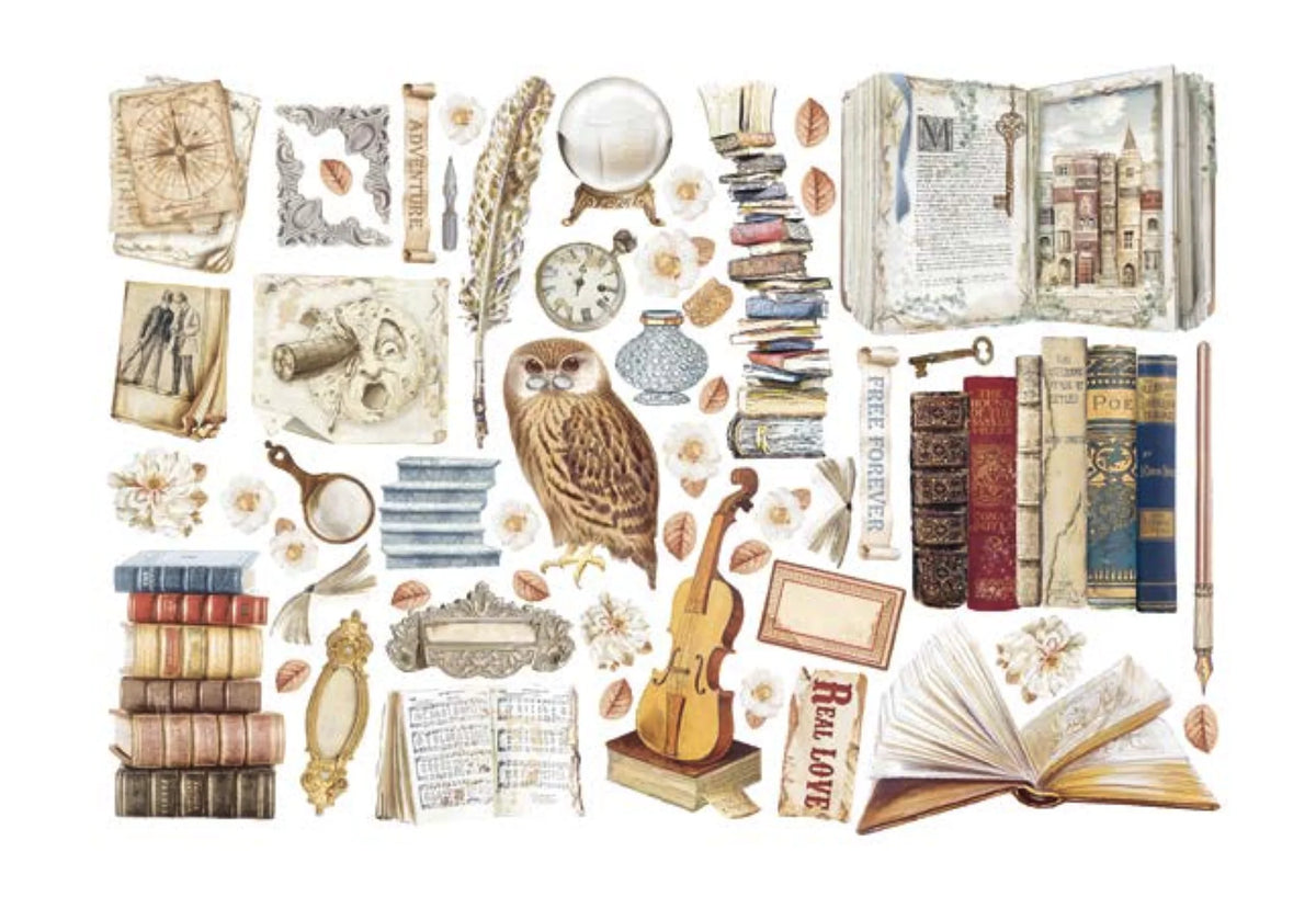 Stamperia Vintage Library Collection Adhesive Cut Out Ephemera Pack (D ...