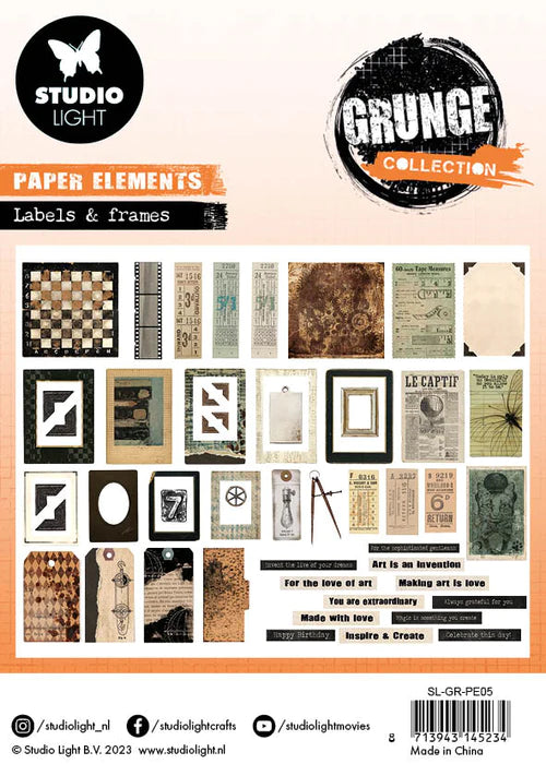 Studio Light Grunge Collection Paper Elements Labels and Frames (SL-GR ...