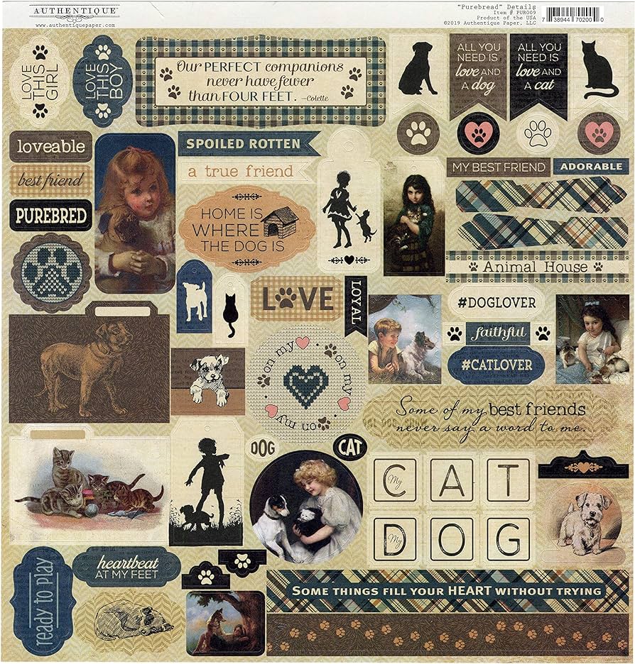 Authentique Purebred Collection 12x12 Scrapbook Paper Details (PUR009 ...
